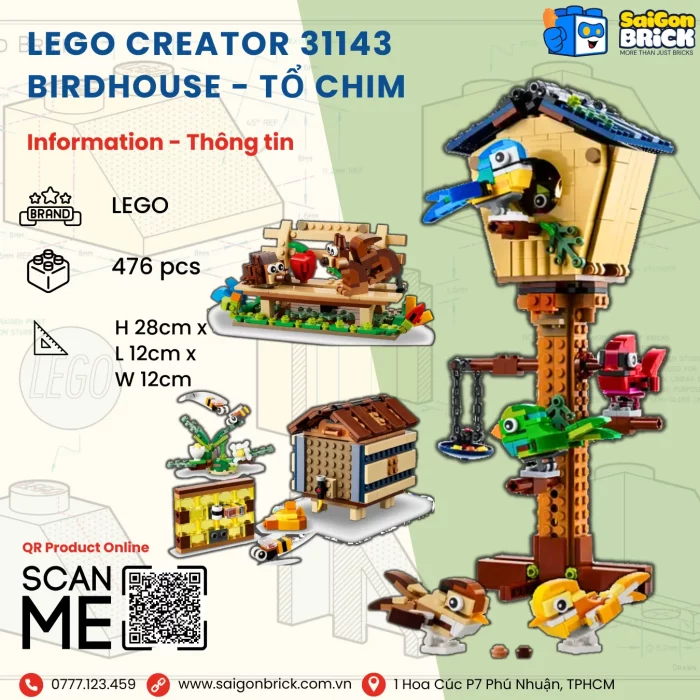 LEGO CREATOR 3in1 31143 - Birdhouse 476pcs - Tổ chim Chính hãng giá tốt ...